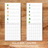 Traceable Monthly Calendar 2025-2026 – Treehouse Schoolhouse